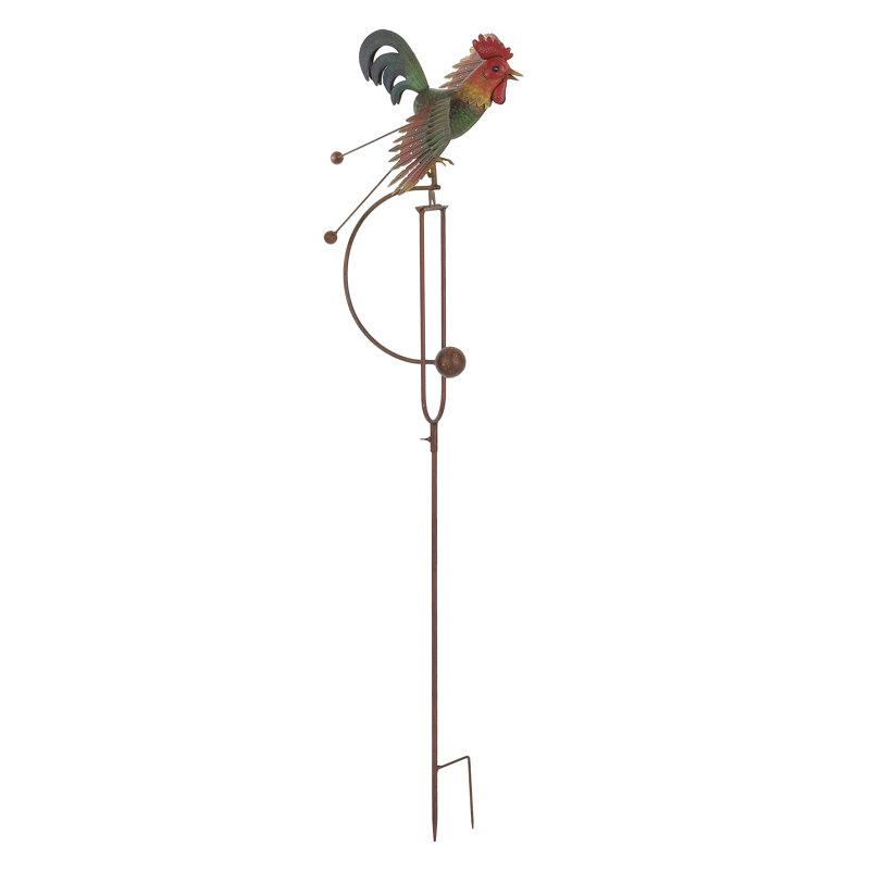 August Grove® Baryn Metal Rustic Rooster Balancing Garden Stake | Wayfair