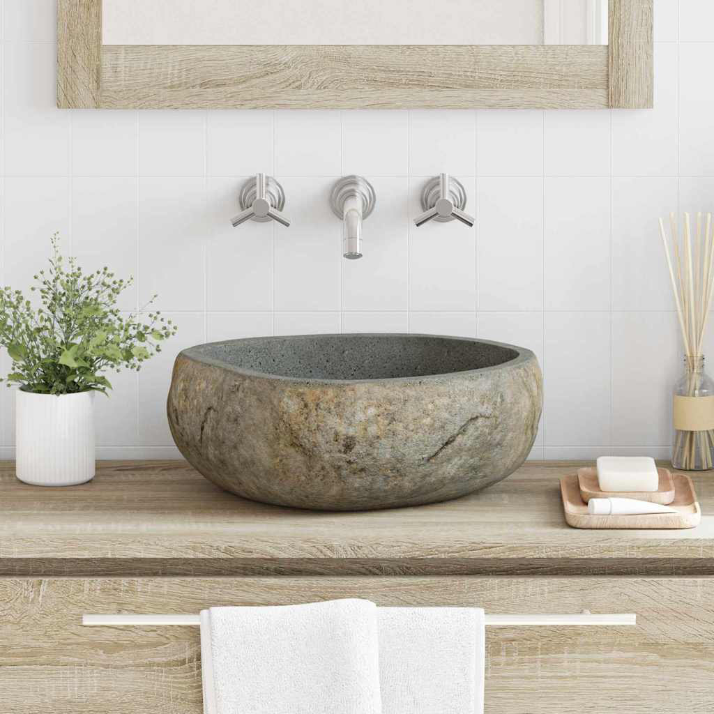 Lily Manor Basin Light Grey (38-45) X (30-35) X 15 Cm River Stone ...