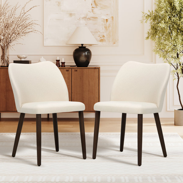 George Oliver Maleehah Solid Wood Small Upholstered Dining Chair ...