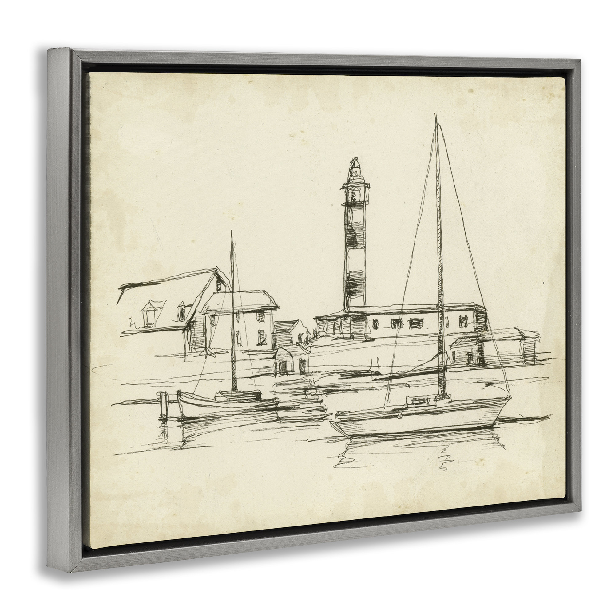 Latitude Run® Antique Lighthouse Study Floating Frame, design by Ethan ...