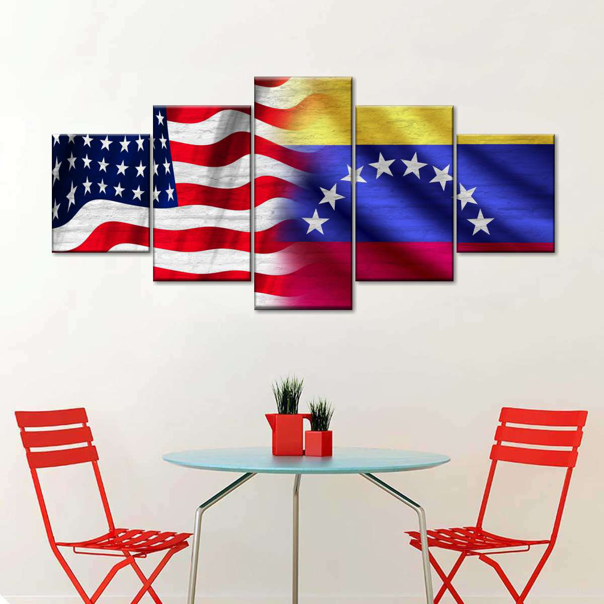 Ebern Designs America Venezuela Flags Multi Piece Canvas Print On ...