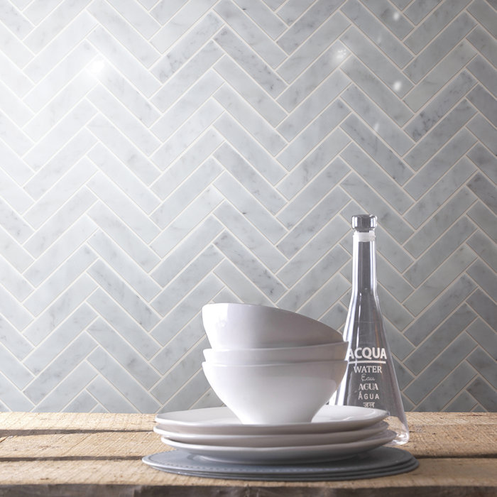 Speed tiles Oahu 0.91'' W x 3.82'' L Marble Peel and Stick Mosaic Tile ...