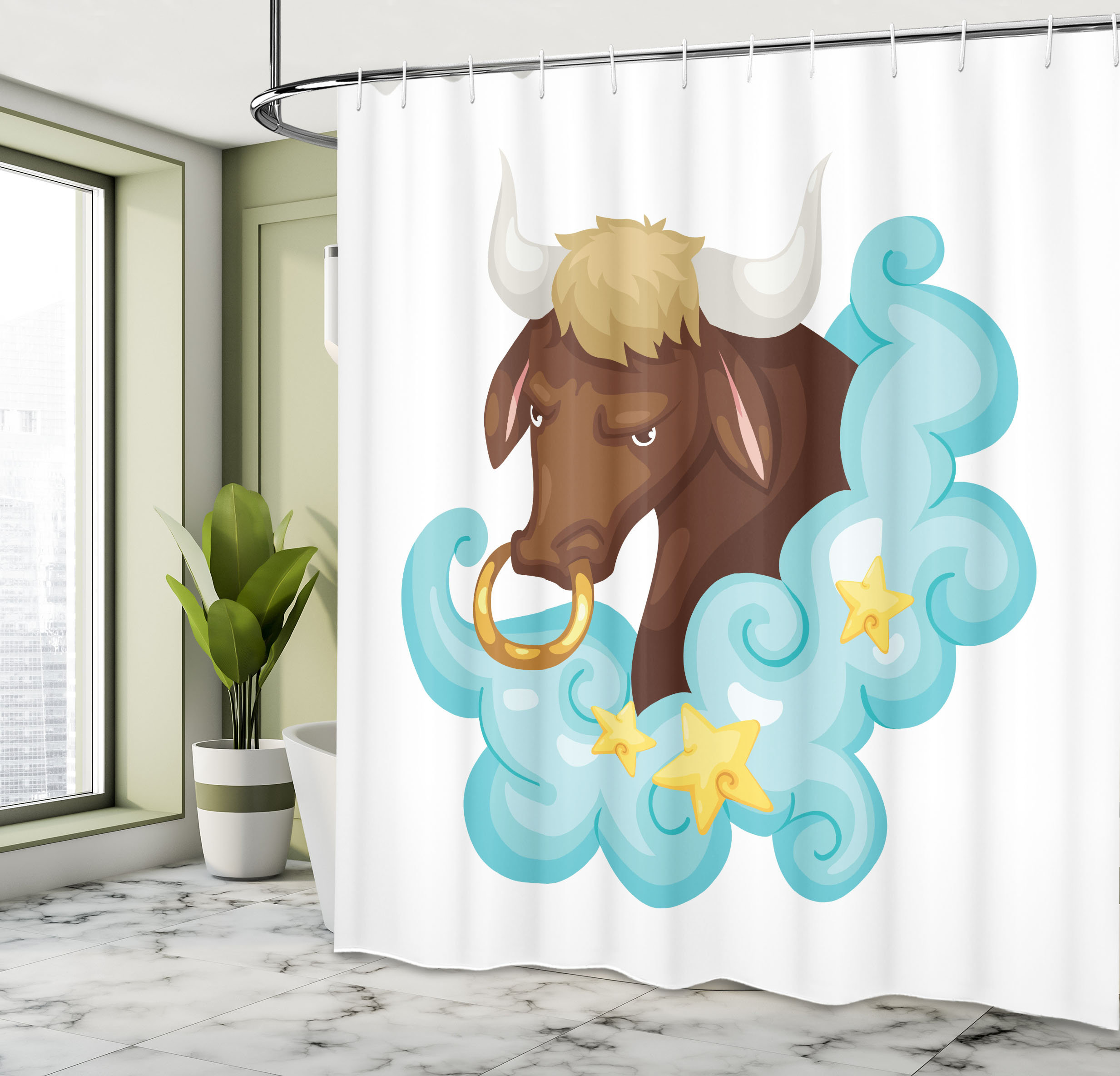 Dakota Fields Zodiac Taurus Shower Curtain Bull Cloud | Wayfair