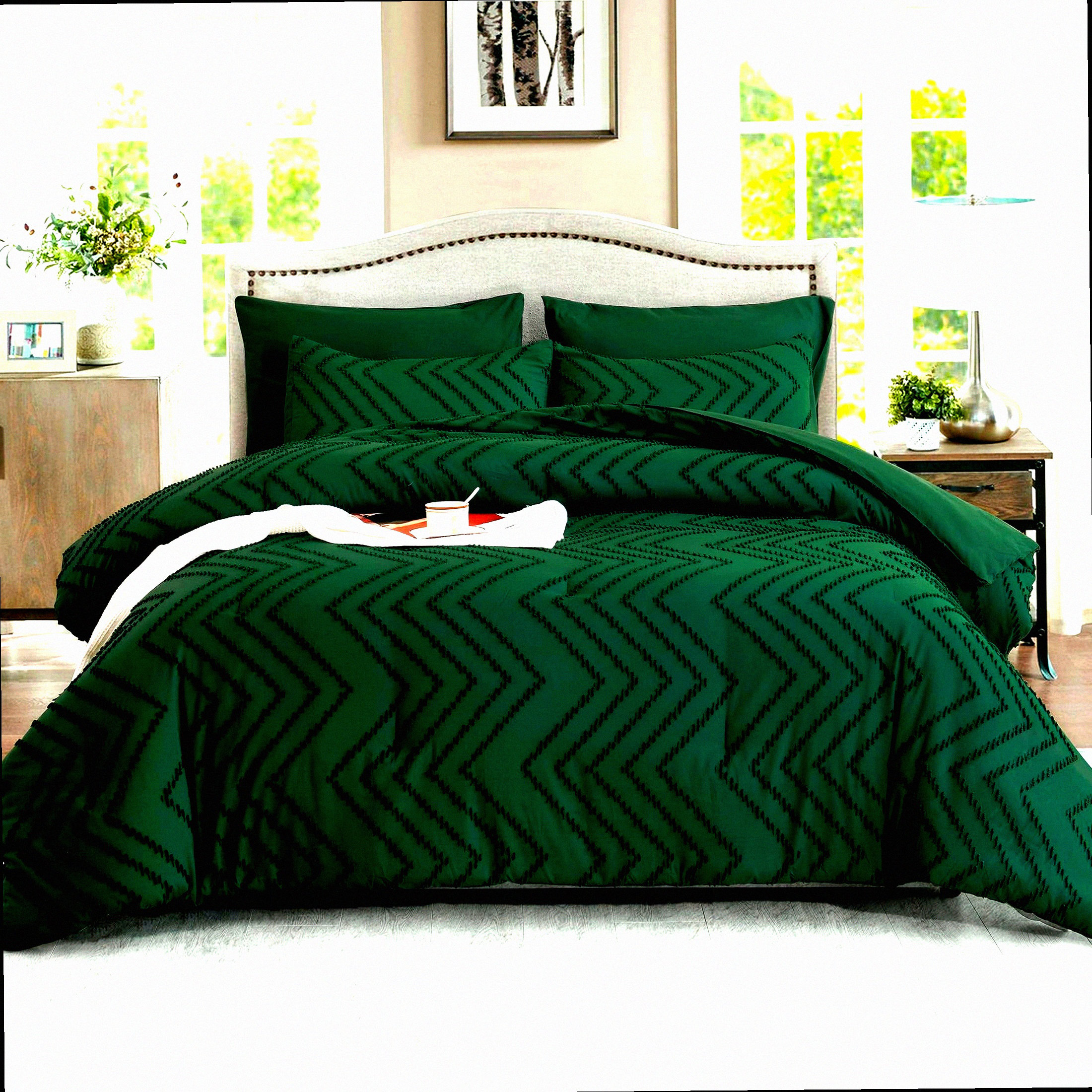 Dakota Fields Boho Emerald Comforter Set - 7 Piece Bed in a Bag, Dark ...