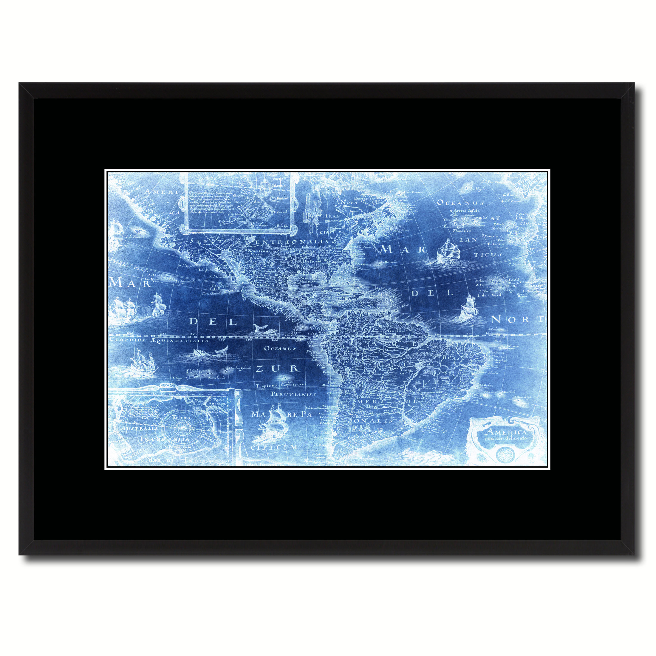 Breakwater Bay America Vivid Map Print On Canvas With Black Custom ...