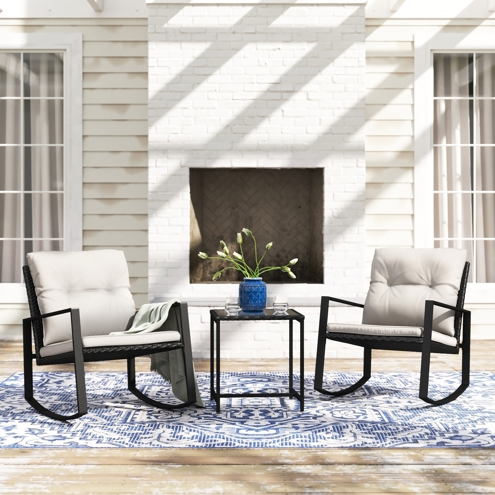 Kozyard Moana Outdoor 3 Piece Seating Group with Cushions & Reviews ...