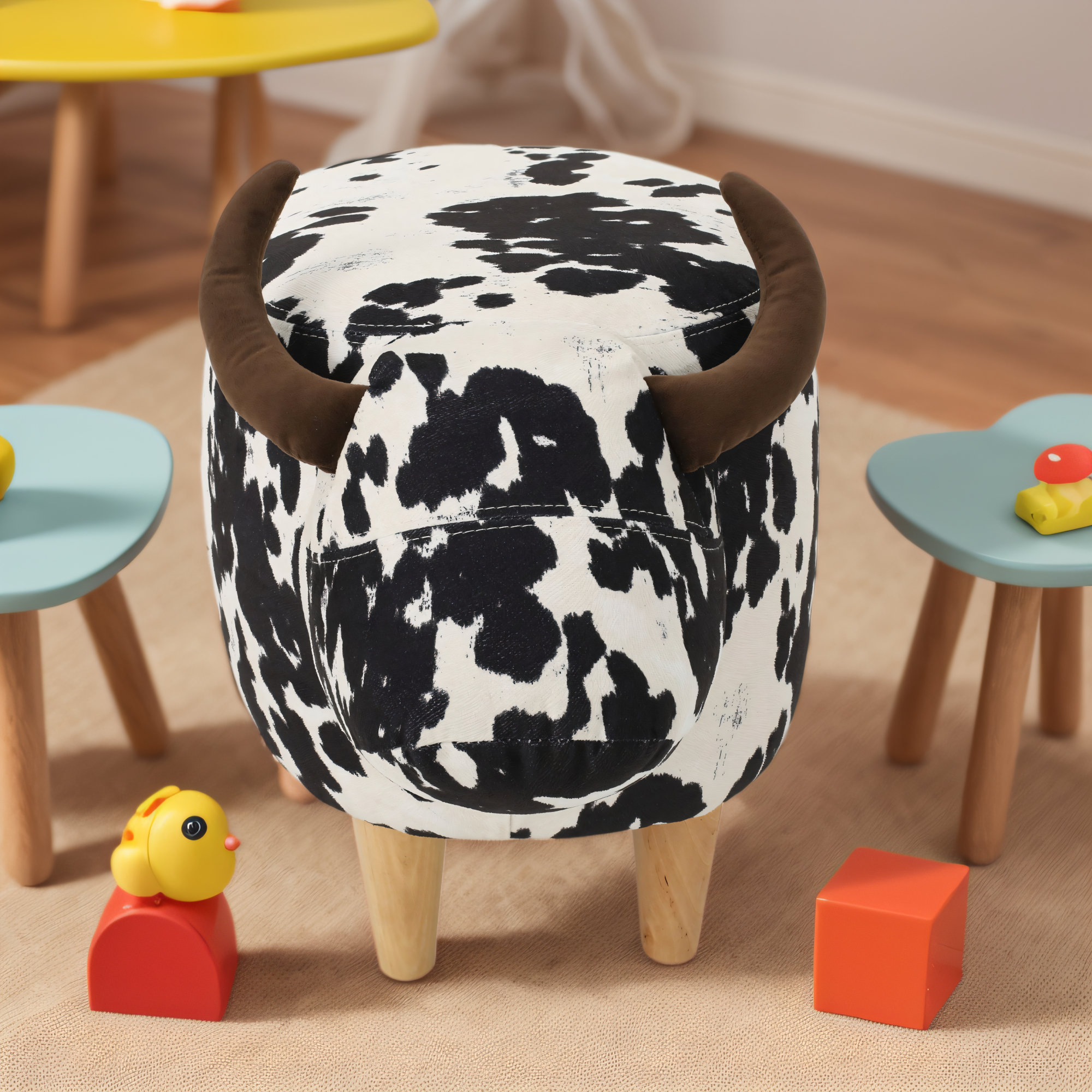 August Grove Velvet Cow Ottoman With Wooden Feet - Wayfair Canada