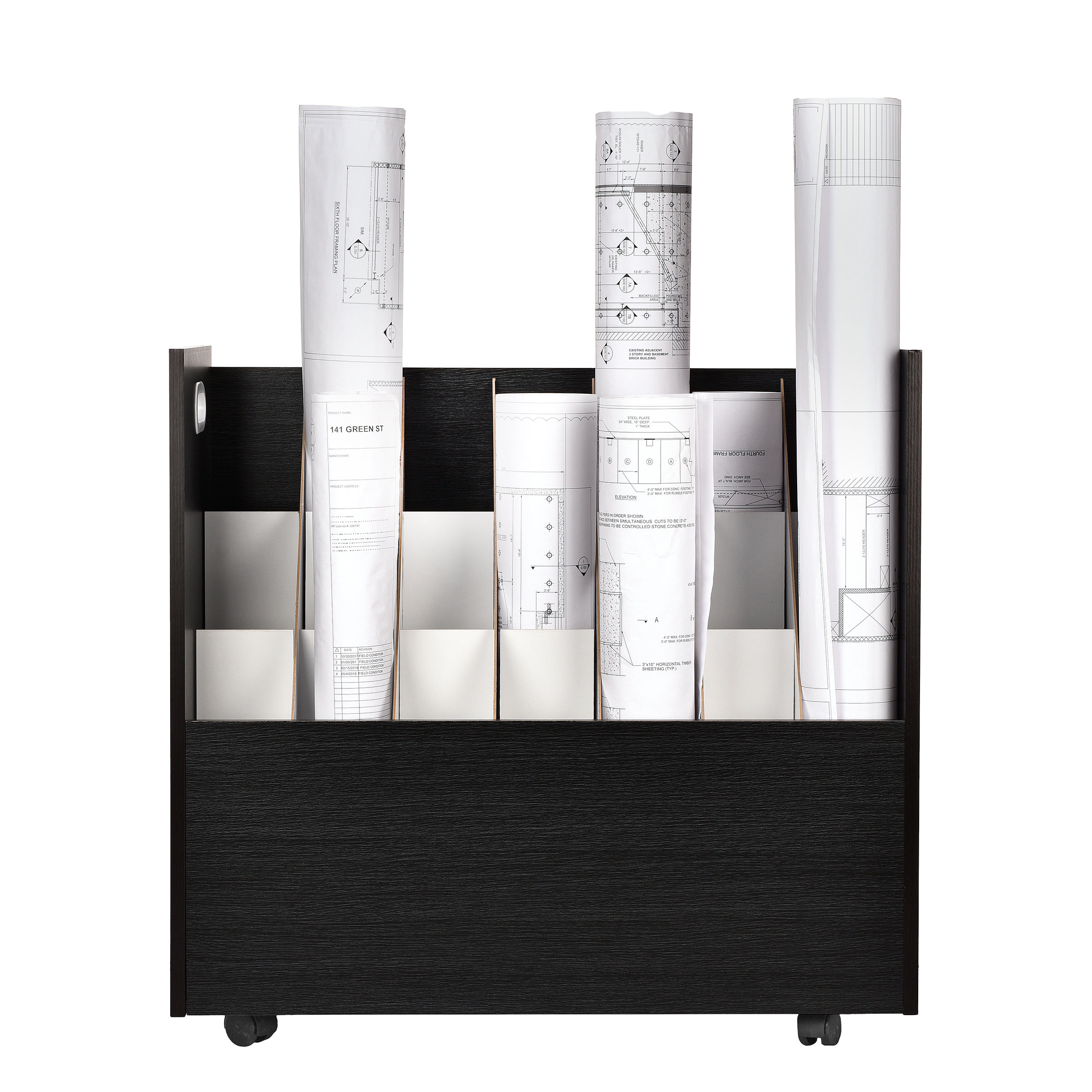 AdirOffice 21-Slot Mobile Rolling Wood Blueprint Roll File Large ...