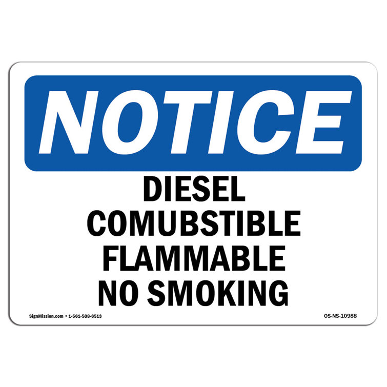 SignMission Diesel Combustible Flammable No Smoking Prohibited | Wayfair