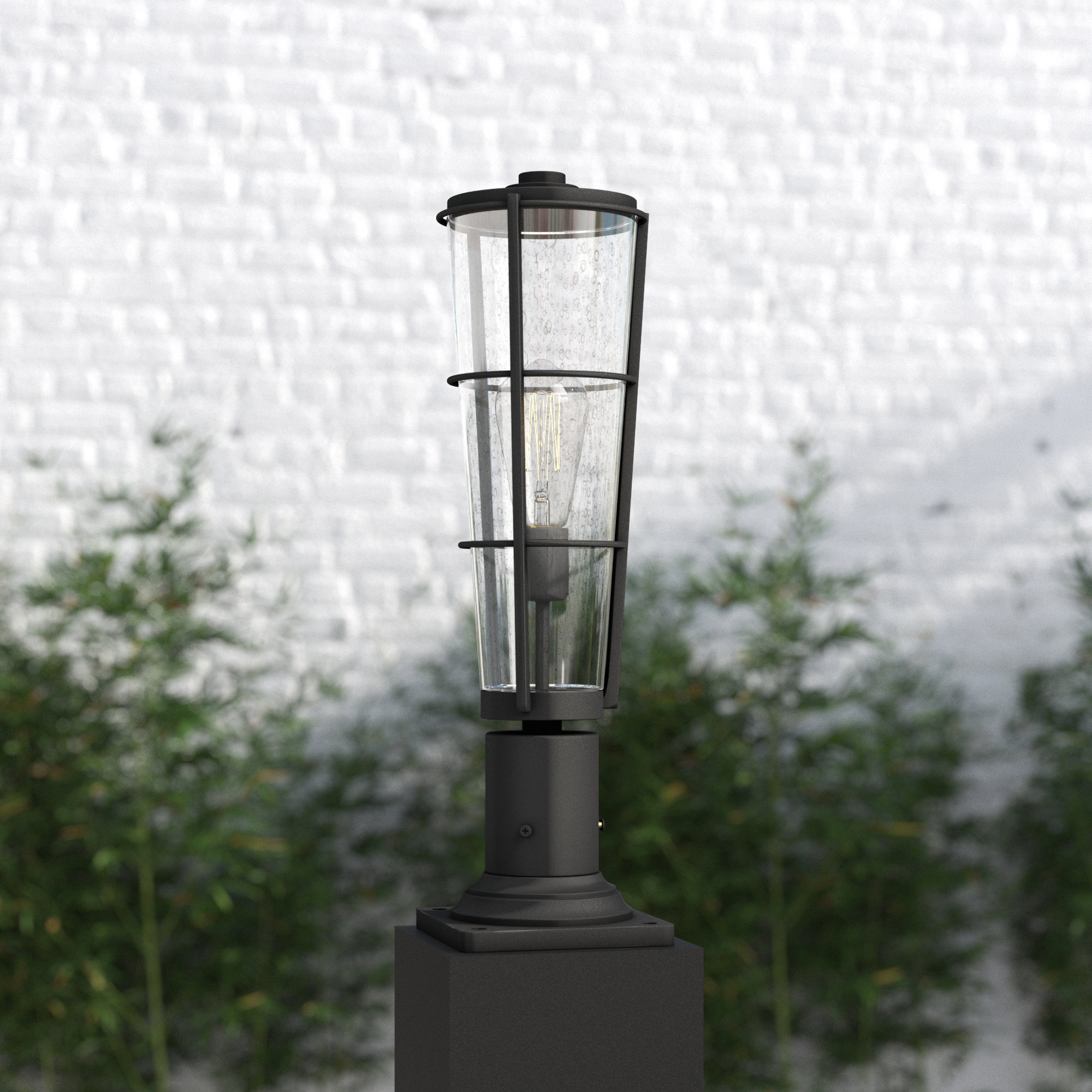 Steelside™ Charli Black 1 -Light Hardwired Pier Mount Light | Wayfair