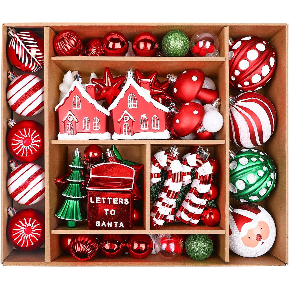 Canora Grey 80pcs Christmas Ball Ornaments Set – Red Shatterproof ...