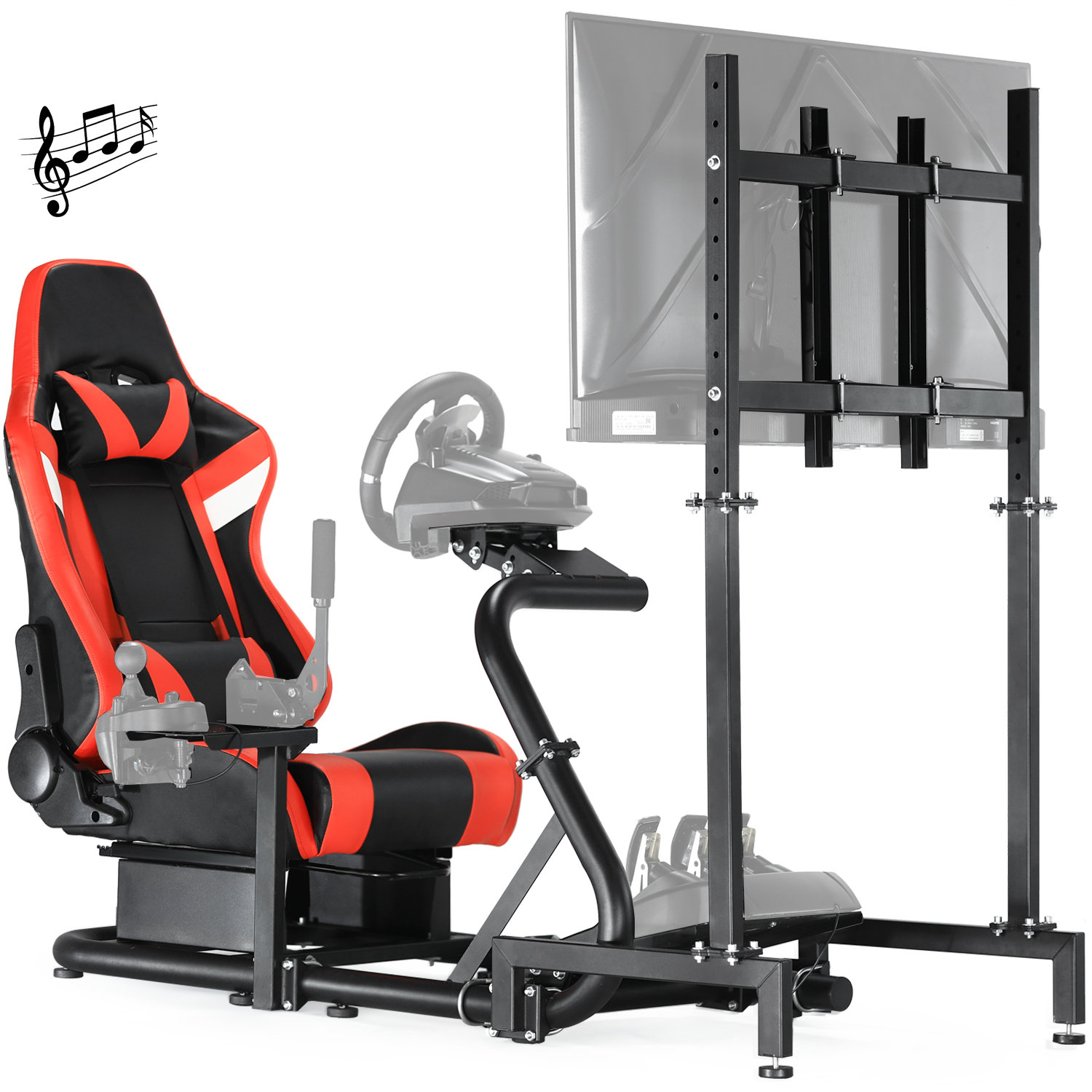 Inbox Zero Racing Sim Cockpit Tv Monitor Red Gaming Chair With ...