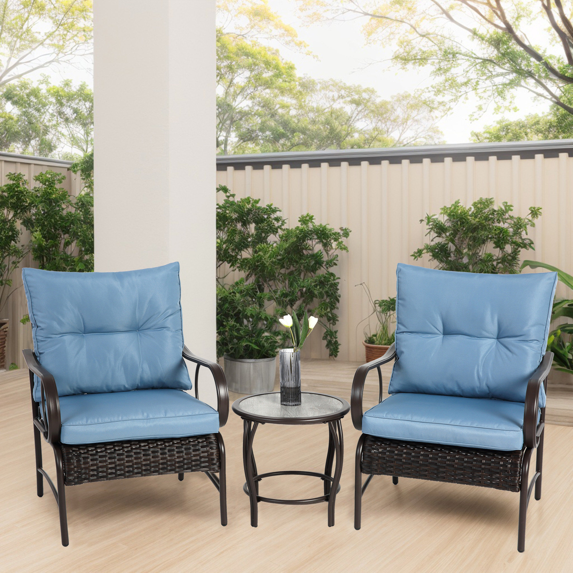 Lark Manor™ Set Outdoor Wicker Furniture Sets Modern Rattan Chair ...
