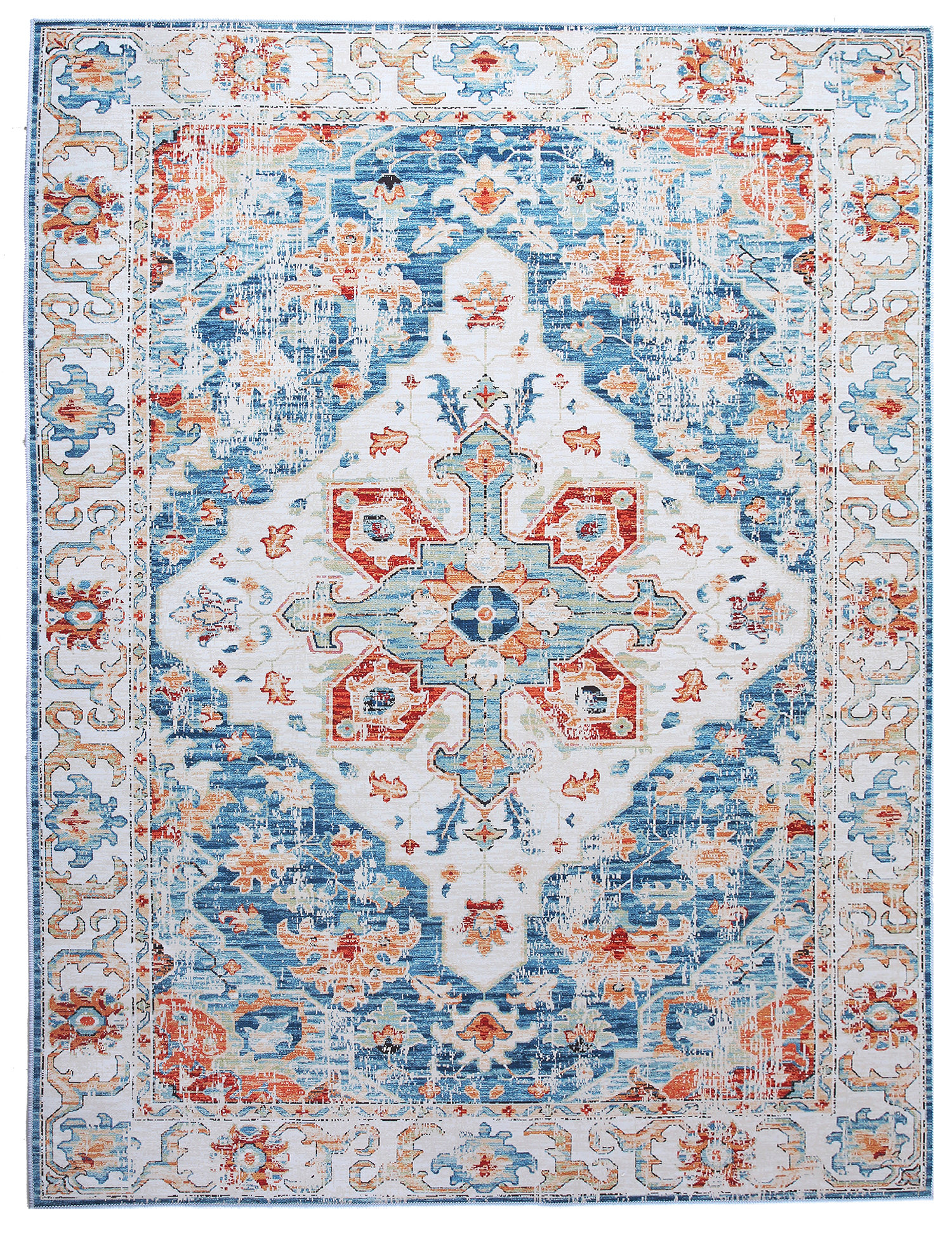 Kalili Rugs 8X10 Modern Distressed Heriz Machine Washable Area Rug with ...