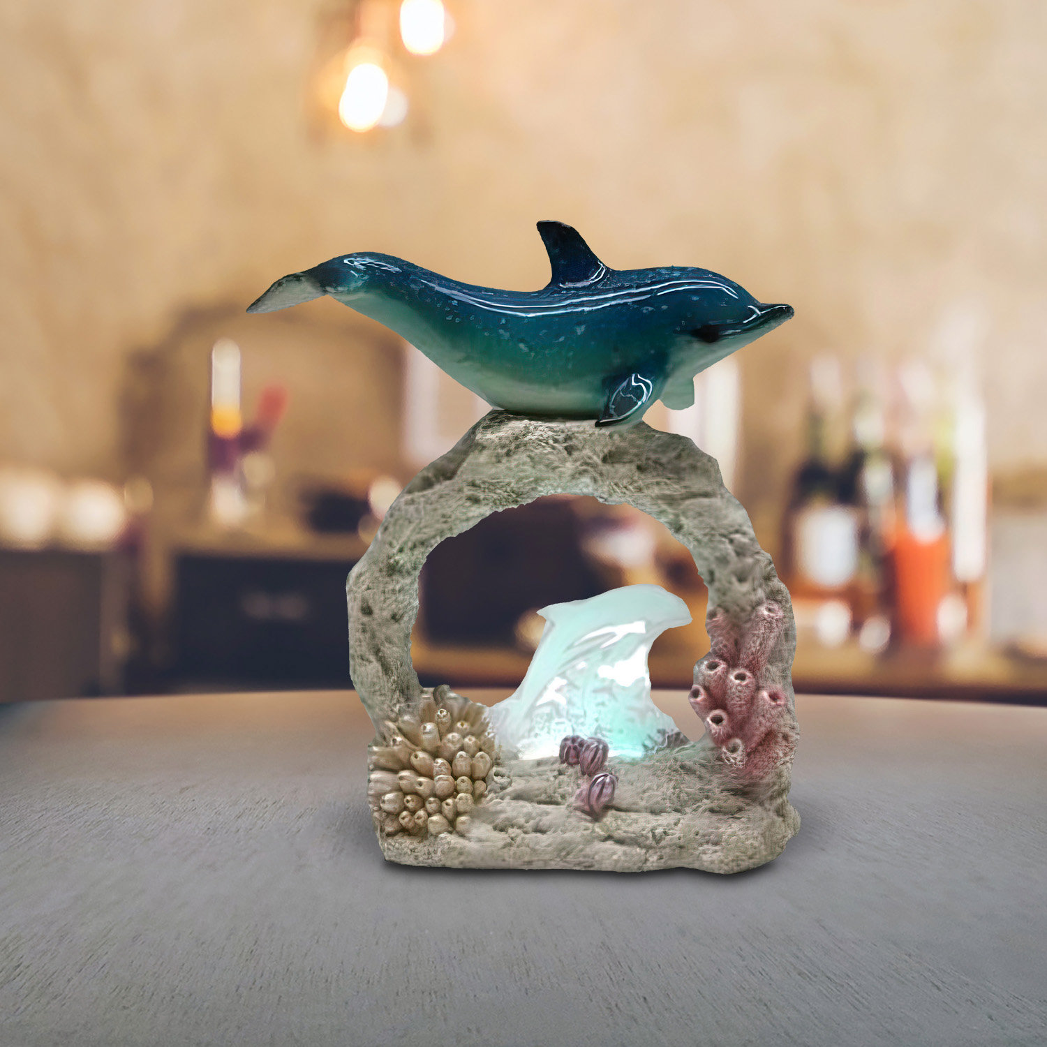 Dovecove Cevallos 6.5"H LED Dolphin on Coral Figurine Unique Gifts ...
