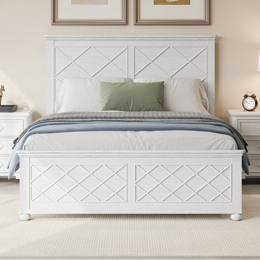August Grove® Full Size Bed Frame (Antique White) | Wayfair