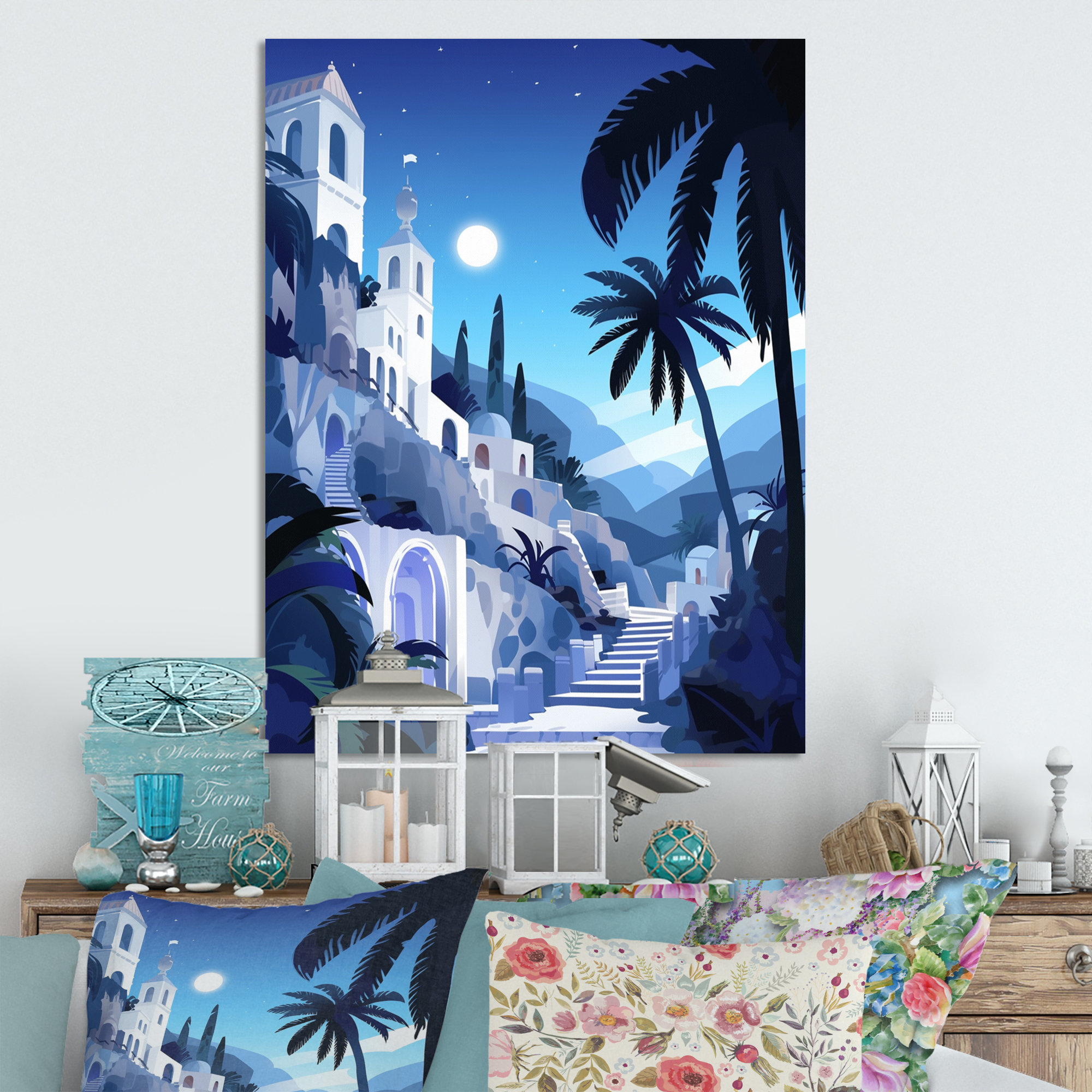 Millwood Pines Mediterranean Night - Print on Metal | Wayfair