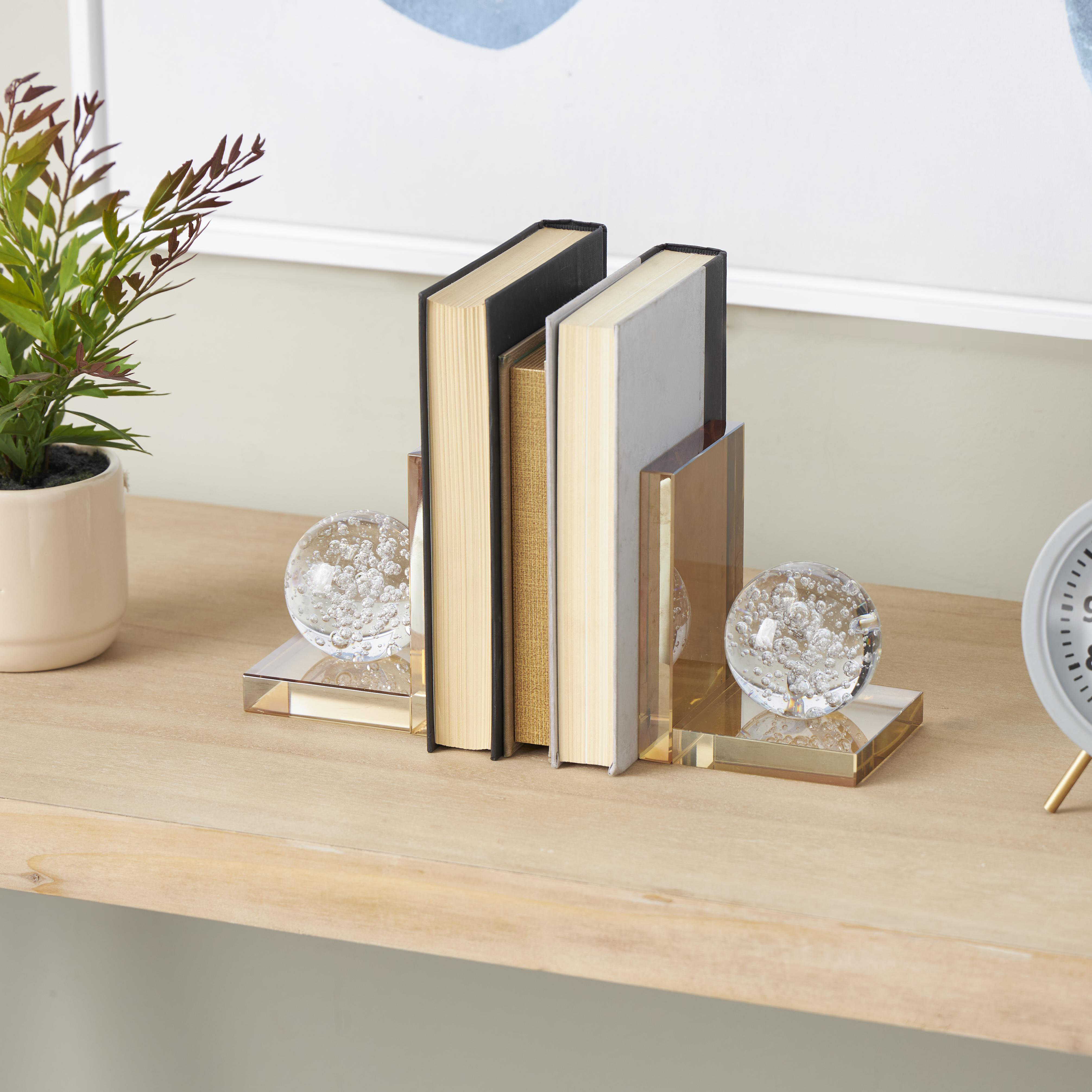 Wrought Studio™ Cole And Grey Glass Geometric Decorative Bookends With ...