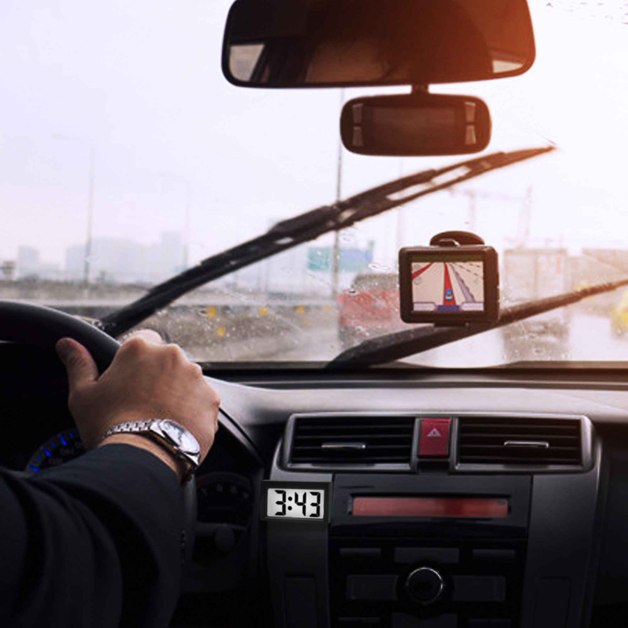 Ebern Designs Rebcca Car Dashboard Digital Clock Vehicle Adhesive Clock ...