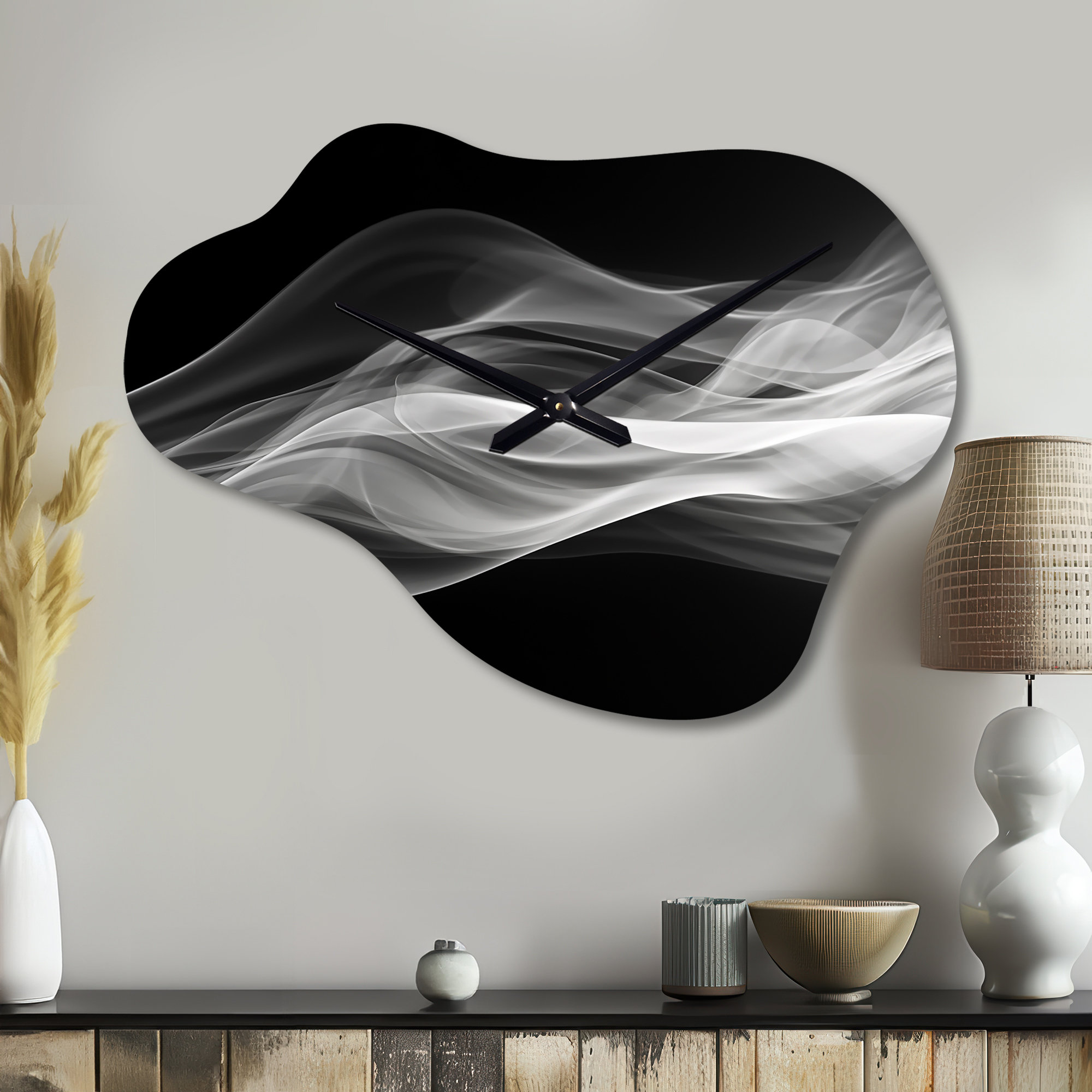 Design Art Black White Contemplative Abstraction II - Waves ...