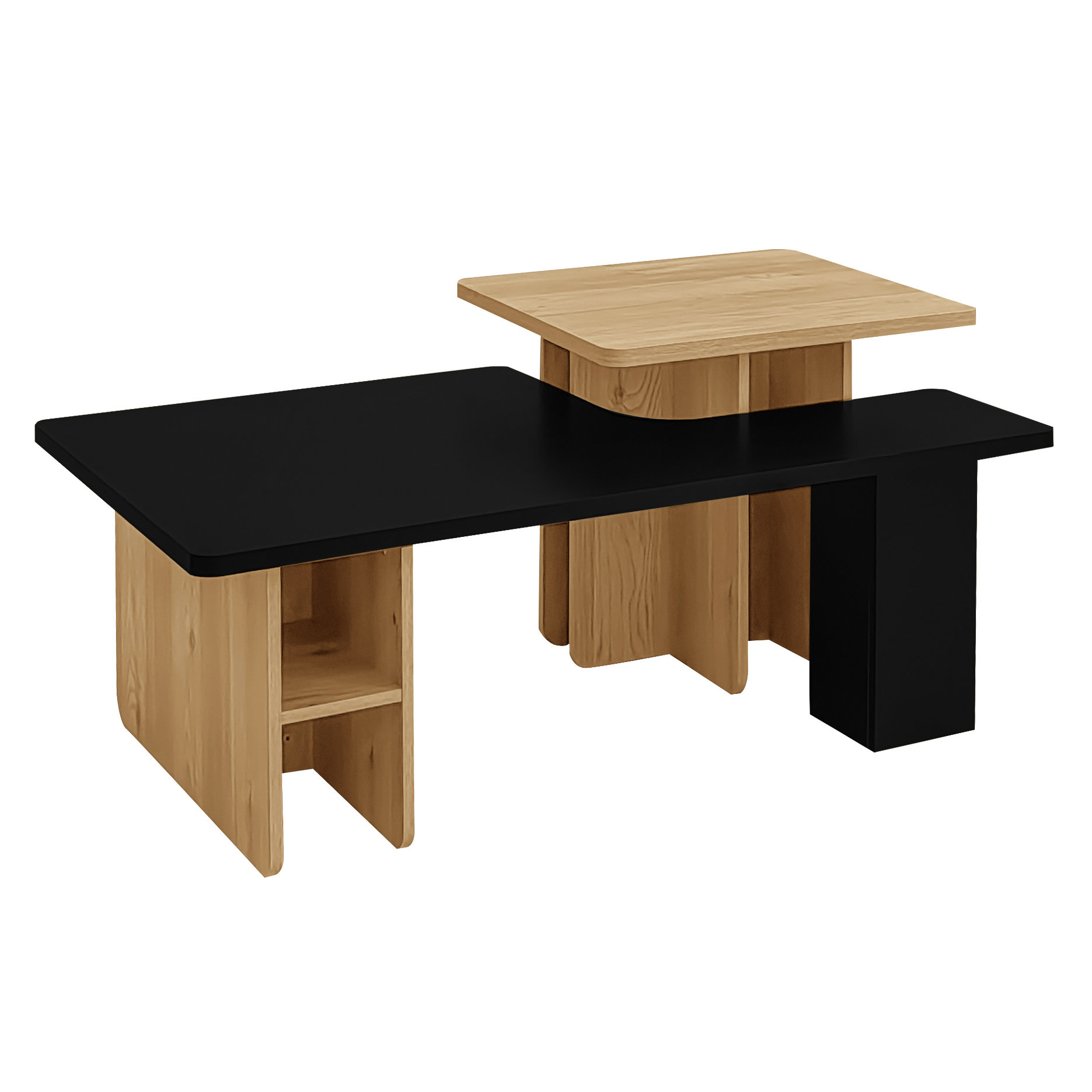 George Oliver Living Room Coffee Table Of 2, Nested Design, Rounded ...