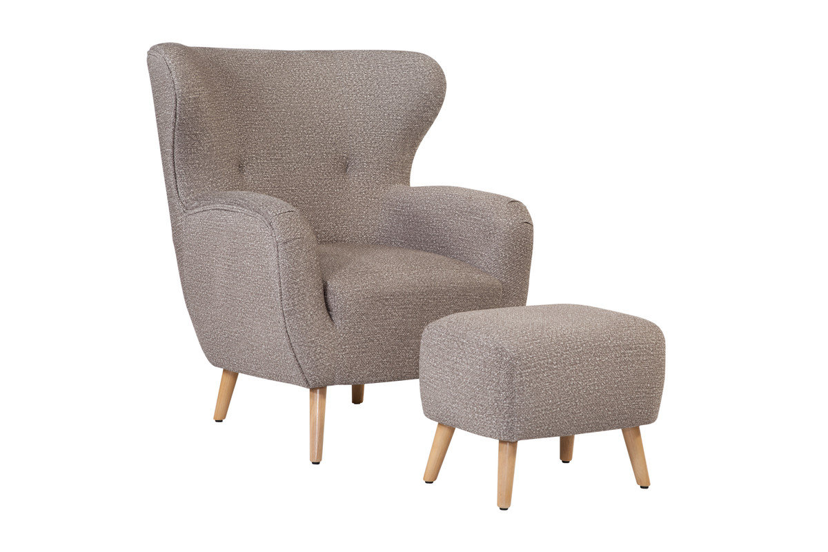 Mercer41 Bijou Harvard Curved Wing Back Chair with Matching Ottoman ...