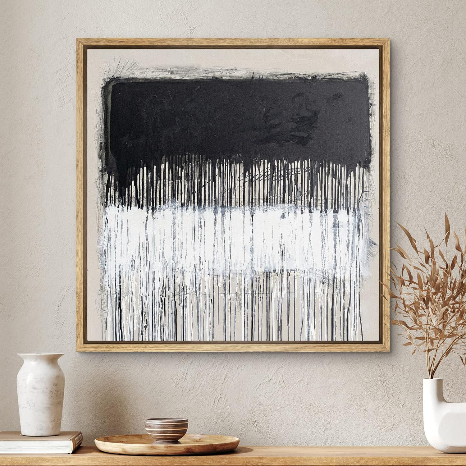 wall26 Dripping Black & White Color Blocks Abstract Shapes Modern Art ...