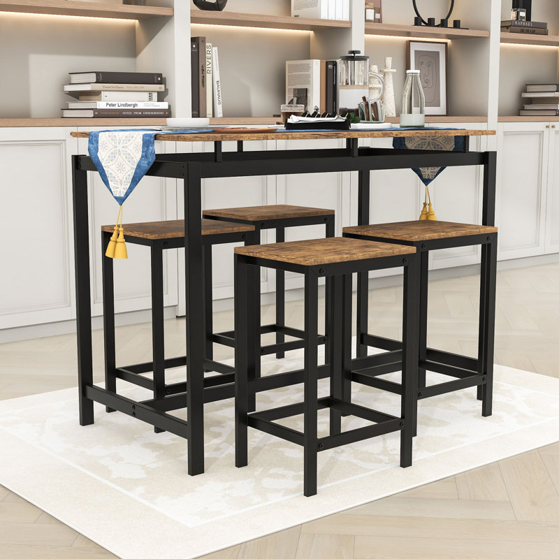 17 Stories Galey Modern 5-Piece Dining Set, Dining Table with Steel ...