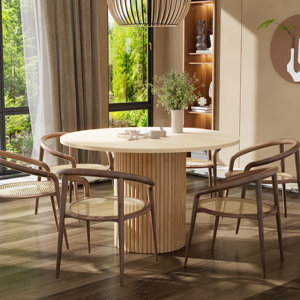 Latitude Run® Round Solid Wood Base Dining Table For 1-6 & Reviews ...