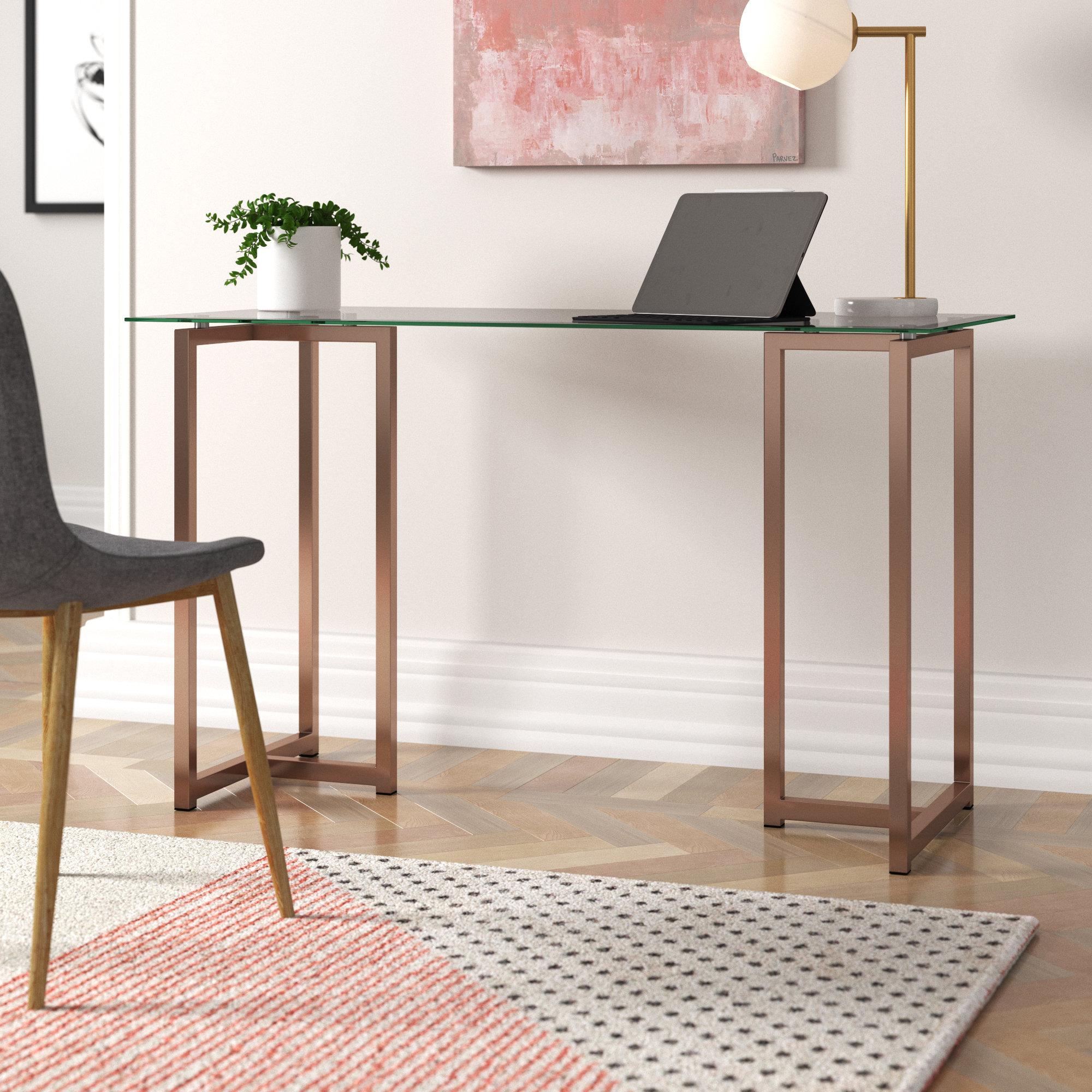 Mercer41 Leddy Glass Desk & Reviews | Wayfair