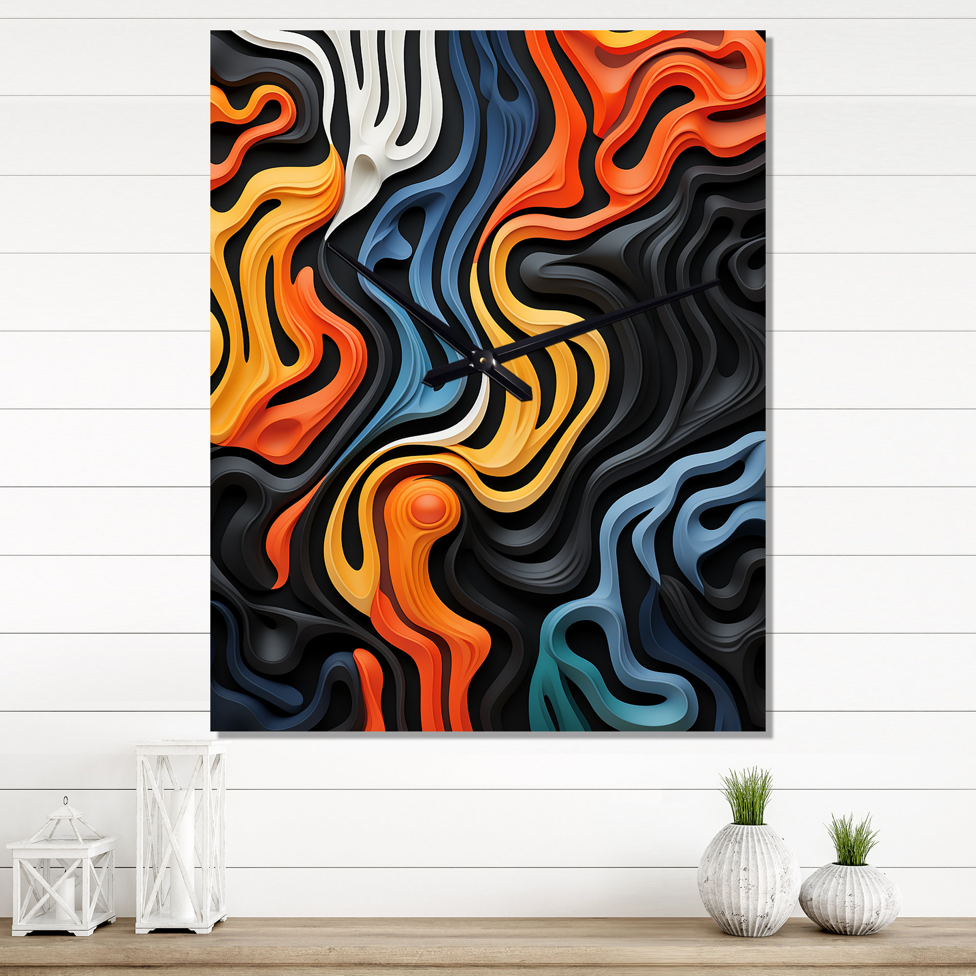 East Urban Home Darb - Abstract Shapes Wall Clock Oversized | Wayfair