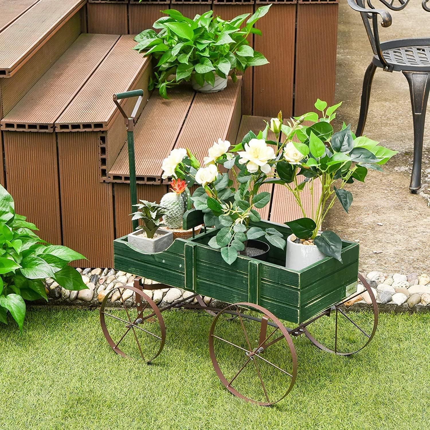 Ophelia & Co. Outdoor Garden Flower Planter Cart With Wheels, Small ...