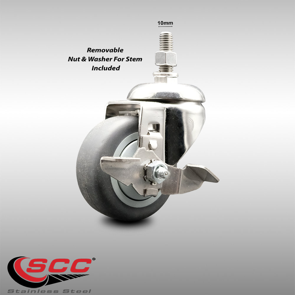 Service Caster 316SS Thermoplastic Rubber Swivel Threaded Stem Caster ...