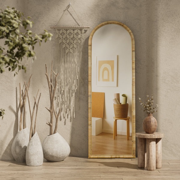 Bay Isle Home™ Elize Arch Rattan Full Length Mirror, 63'' x 20'' Full ...