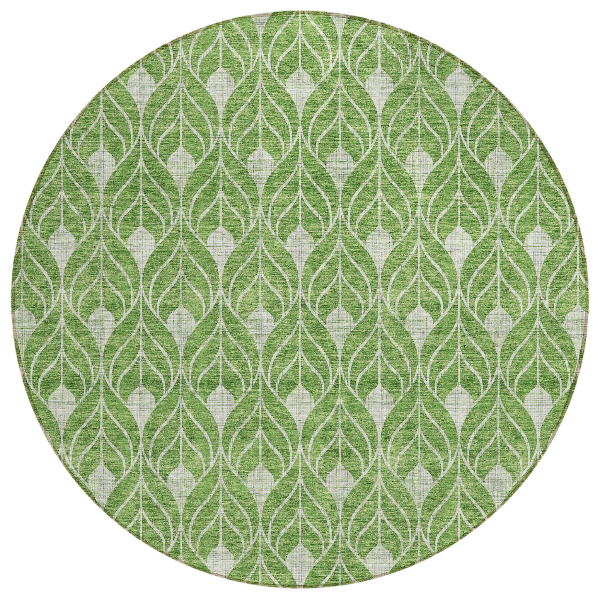 HomeRoots 8' Green And Light Green Round Geometric Washable Indoor ...