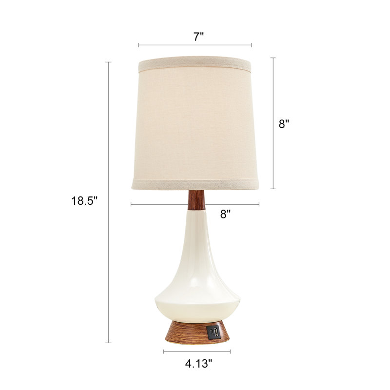 George Oliver Jocqueline 18.5" Ceramic/Metal USB/Type-C Table Lamp ...