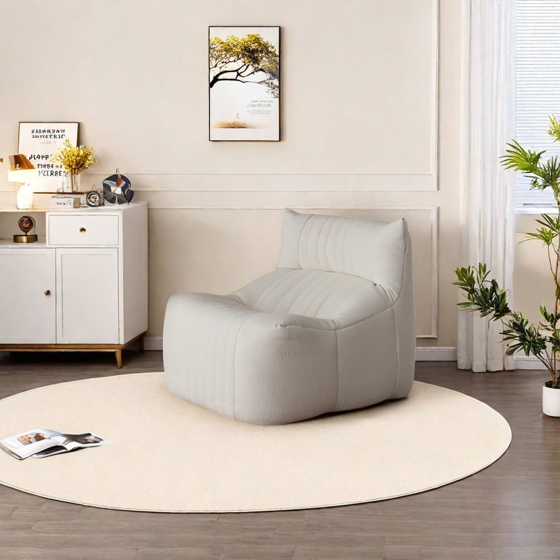 Trule Frameless Sponge Chair with Chenille Fabric | Wayfair