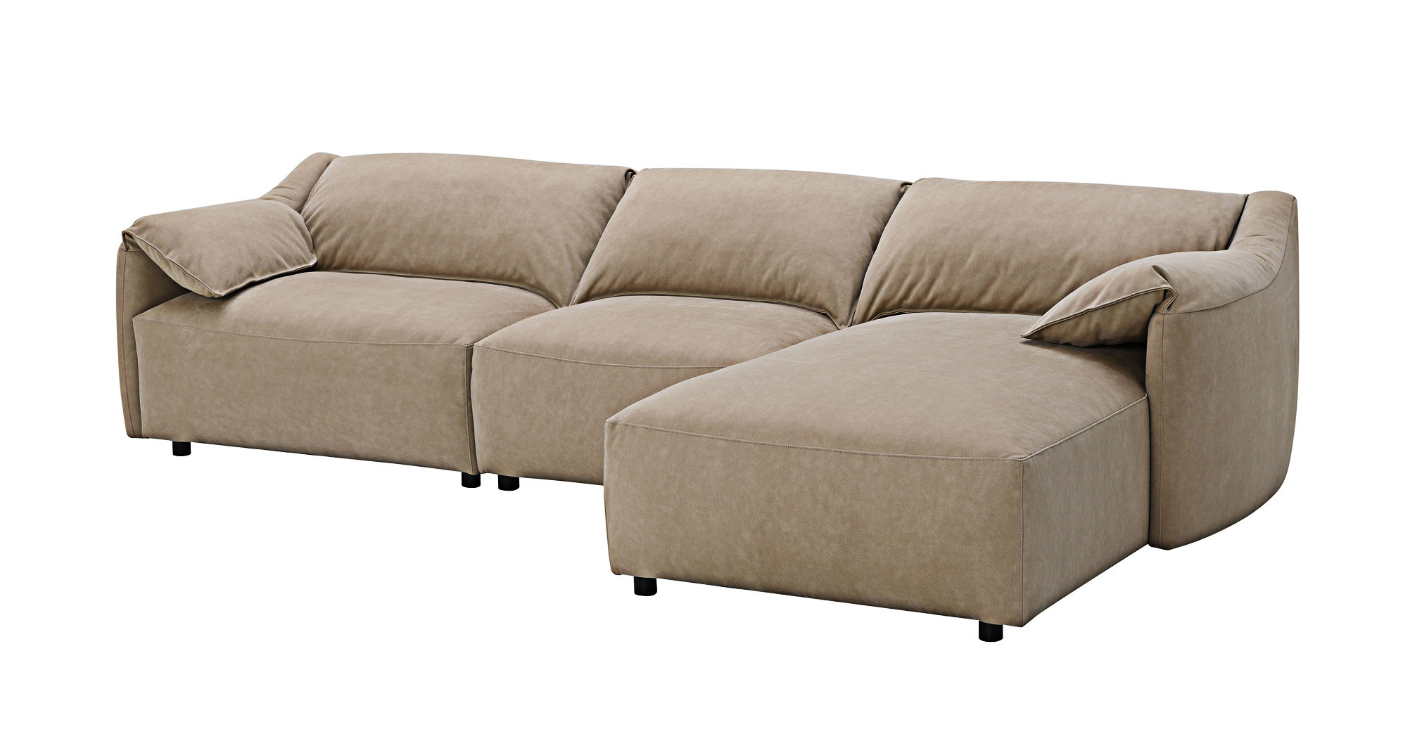CARLOS FURNITURE Veata Light Brown Suede Sectional Sofa With Right Hand ...