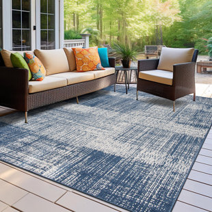 Blue Outdoor Rugs You'll Love | Wayfair