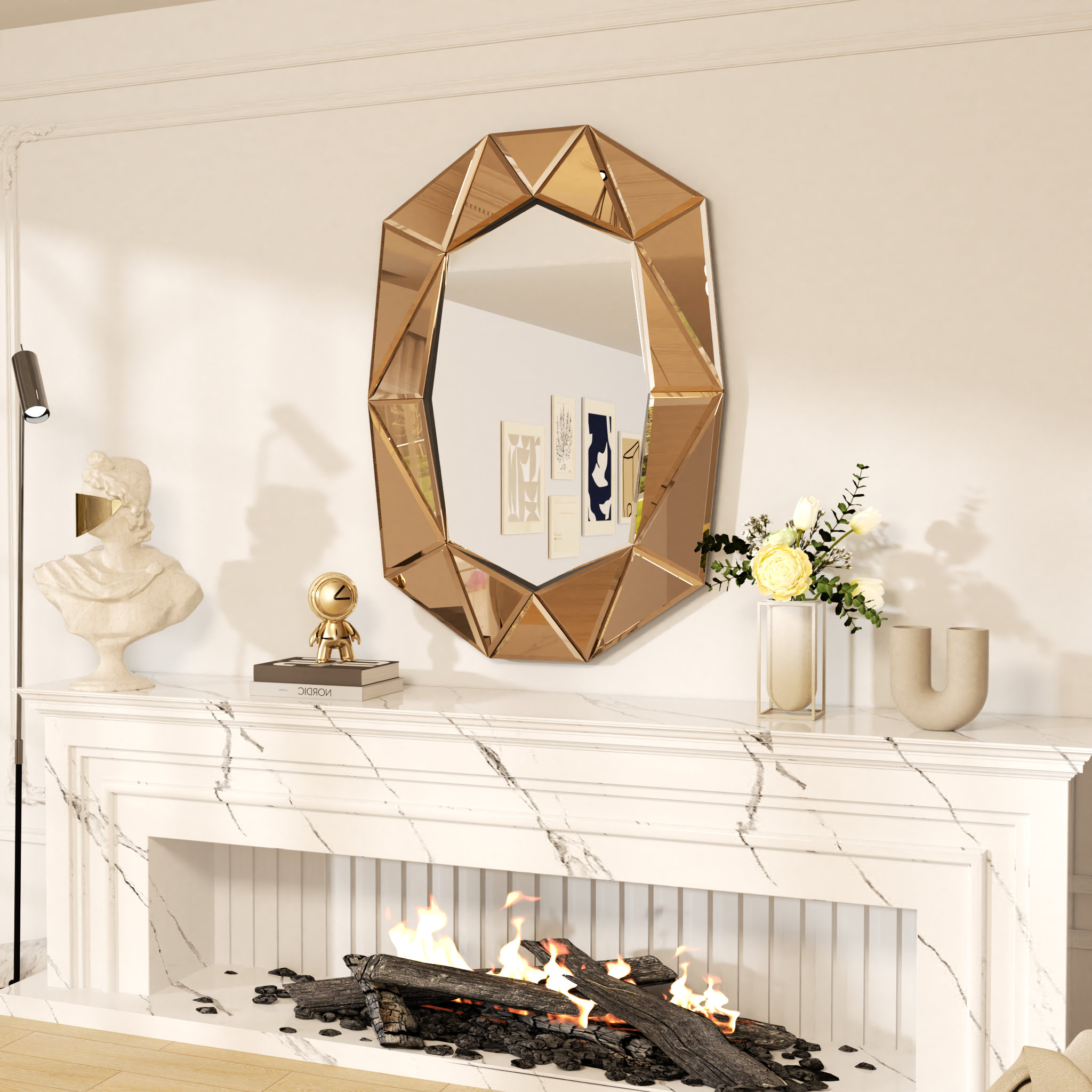 Mercer41 Aesthetic Decorative Diamond Oval Wall Mirror - Wayfair Canada