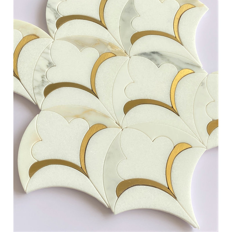 ES Stone Water Jet Water Jet 14" x 13" Marble Mosaic Tile & Reviews ...