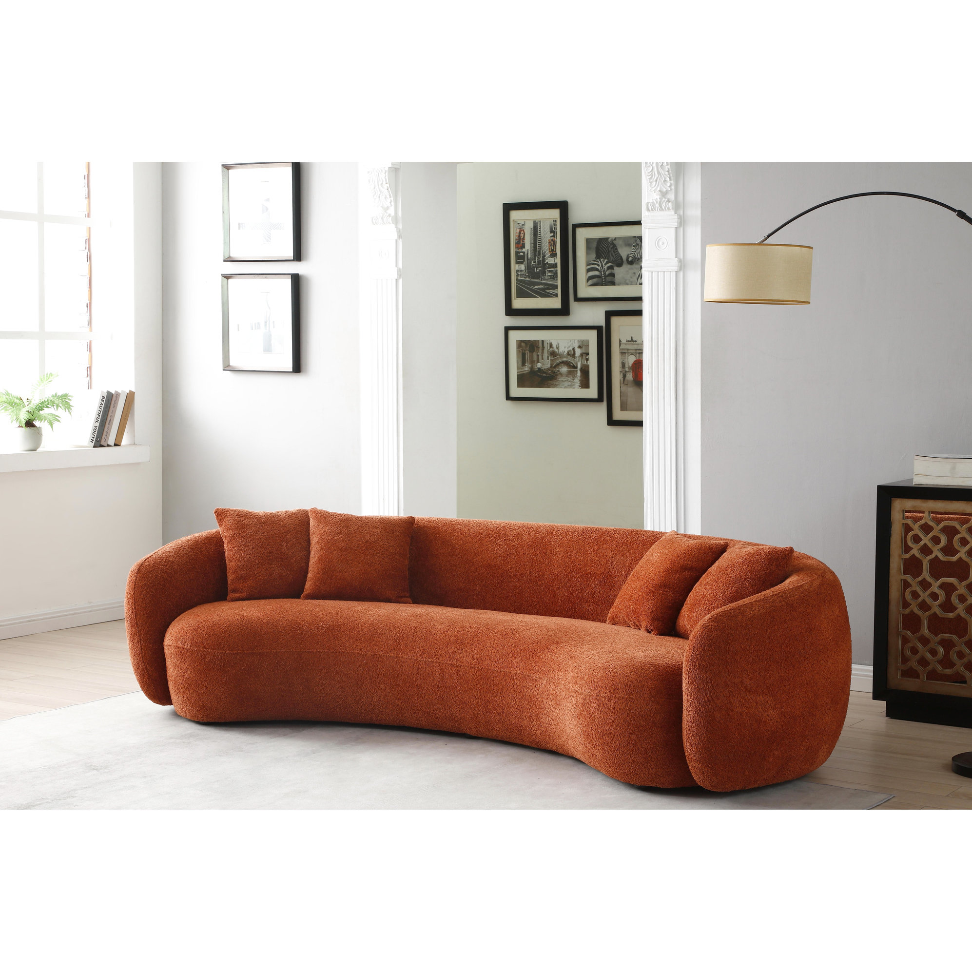 Wrought Studio™ 5 Modern , Boucle Half Moon Curved Sectional Couch, 4 ...