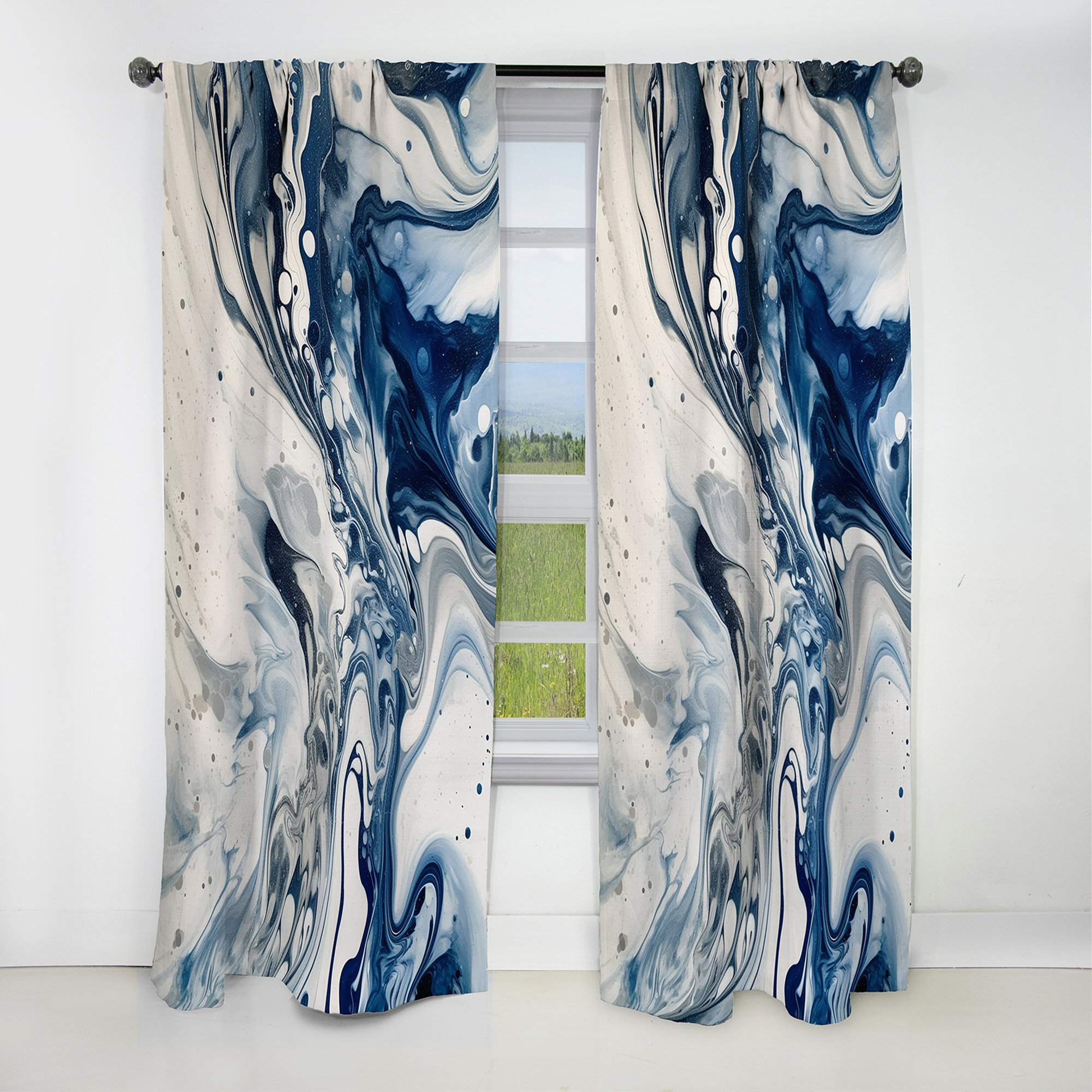Orren Ellis Blue And Grey Ethereal Elixir IV - Abstract Curtain ...