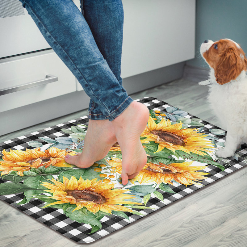August Grove® Elvan Sunflower Fields Comfort Kitchen Floor Mat ...