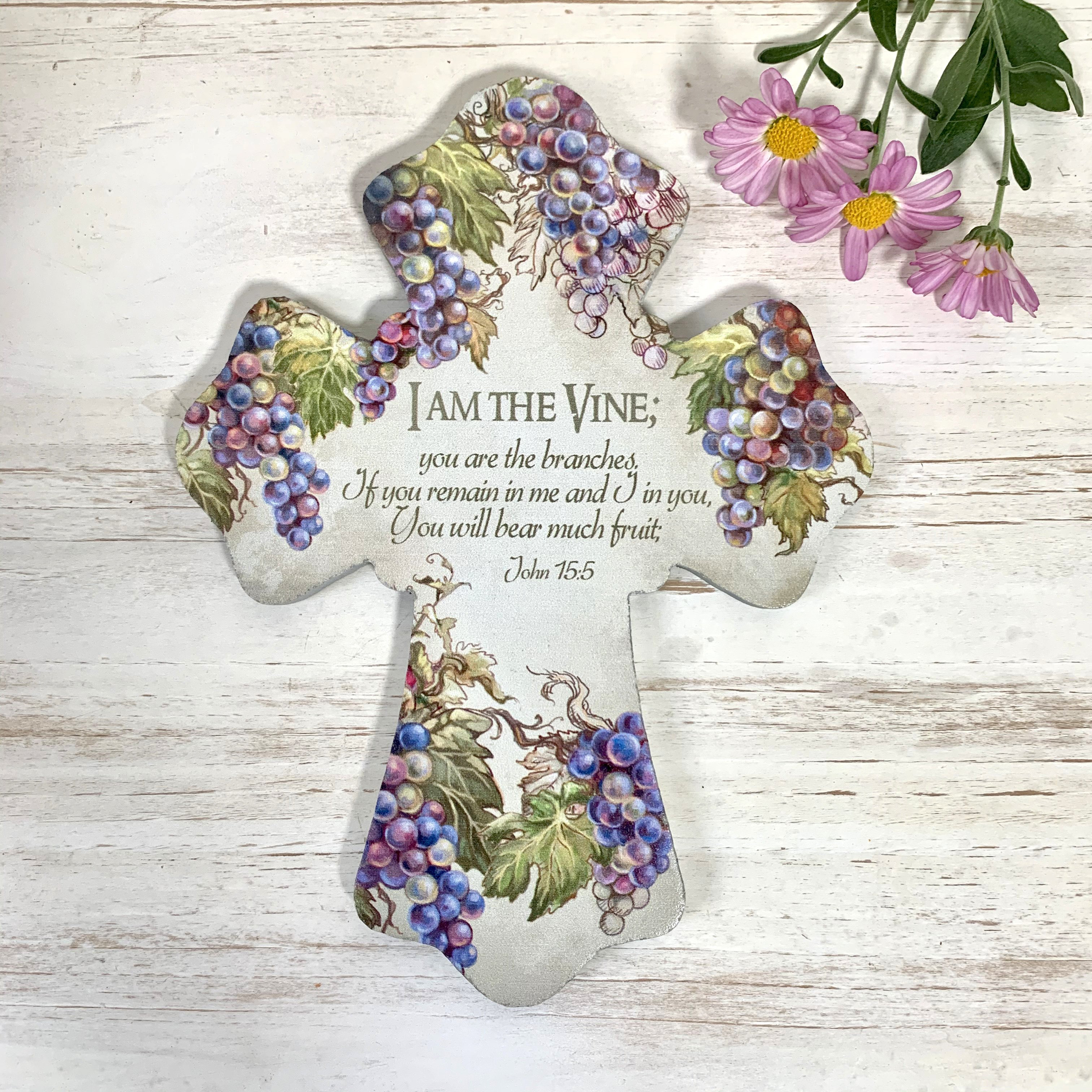 Glow Decor I Am the Vine Wooden Cross | Wayfair