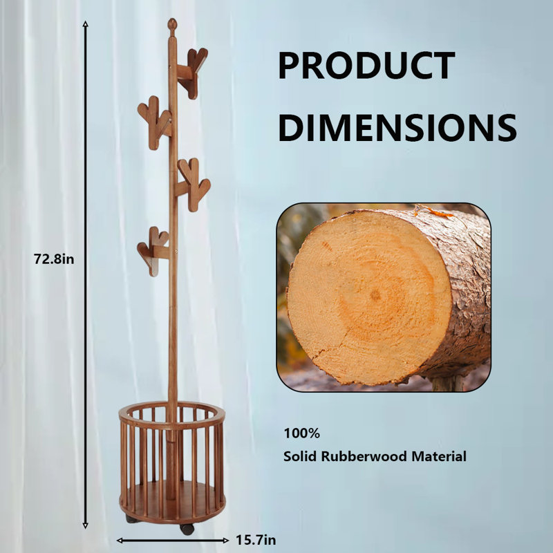 LIWEI Solid Wood Coat Rack Freestanding | Wayfair