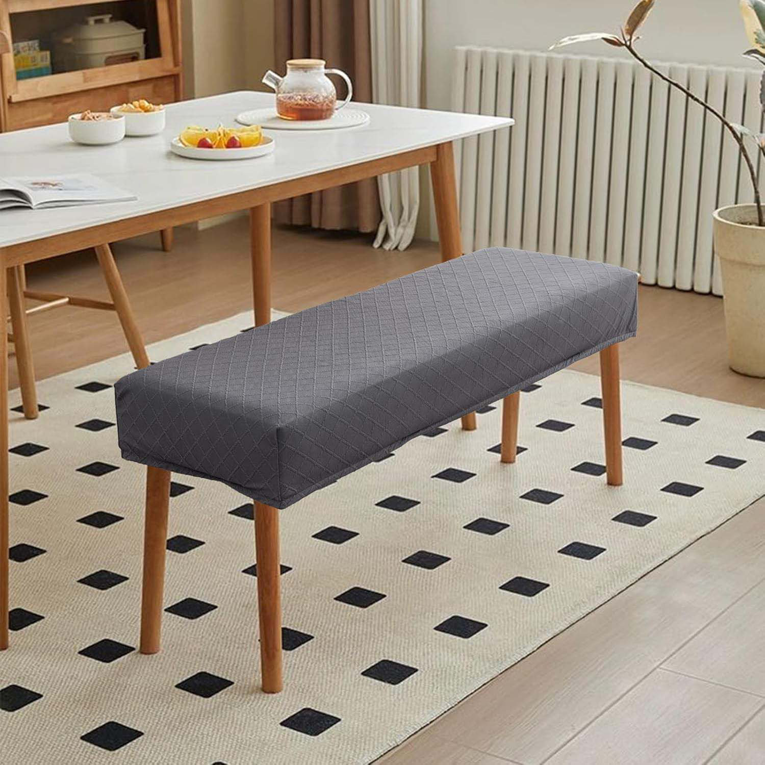 Rebrilliant Stretch Dining Bench Covers, Waterproof Stretch Jacquard ...