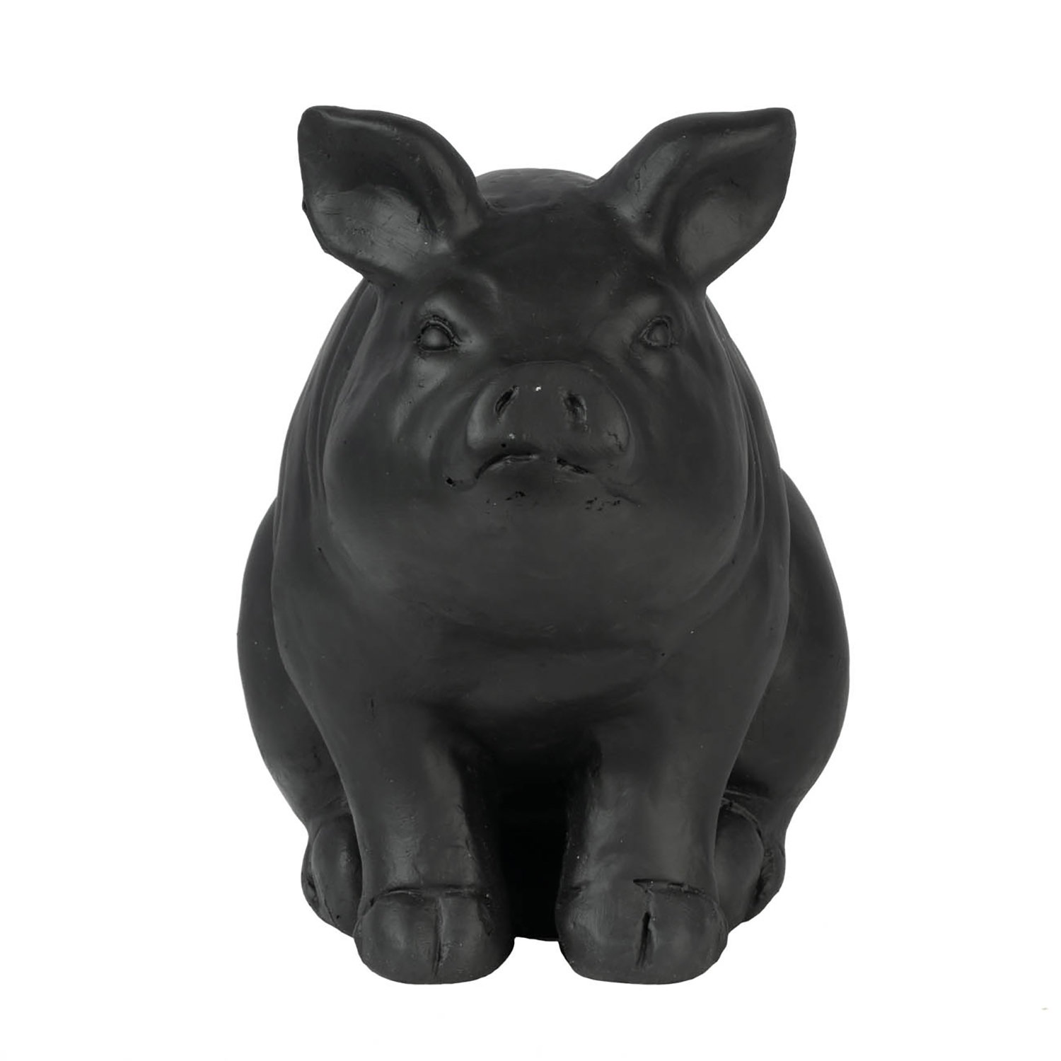 August Grove® Decorative Pig Figurine - 16x7.5x11" - Matte Black | Wayfair