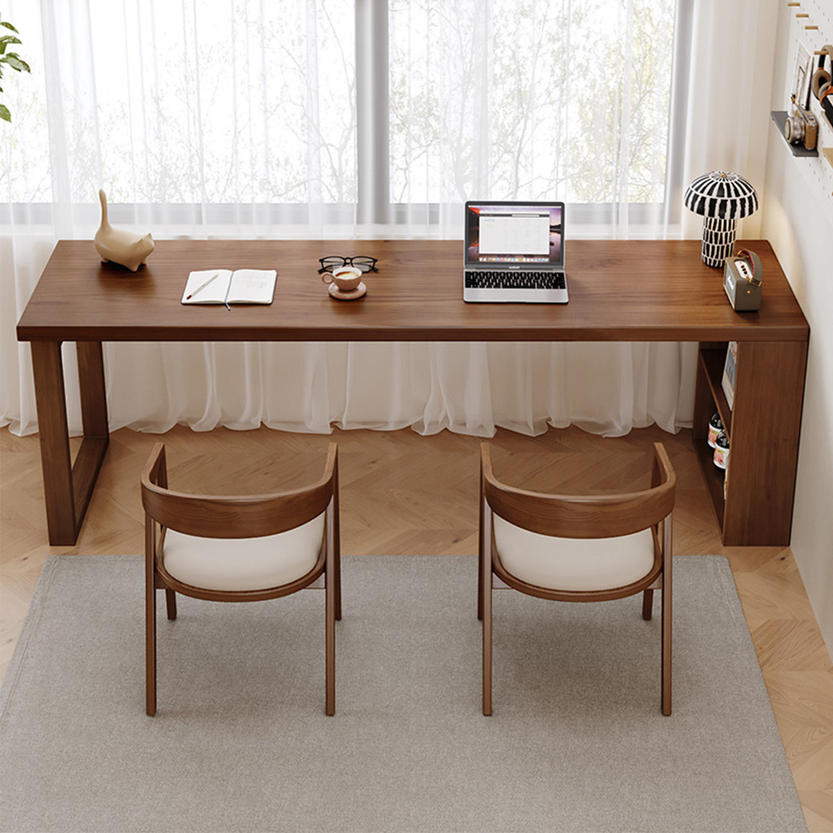 Groove Interior Walnut Rectangular Solid Wood desk | Wayfair
