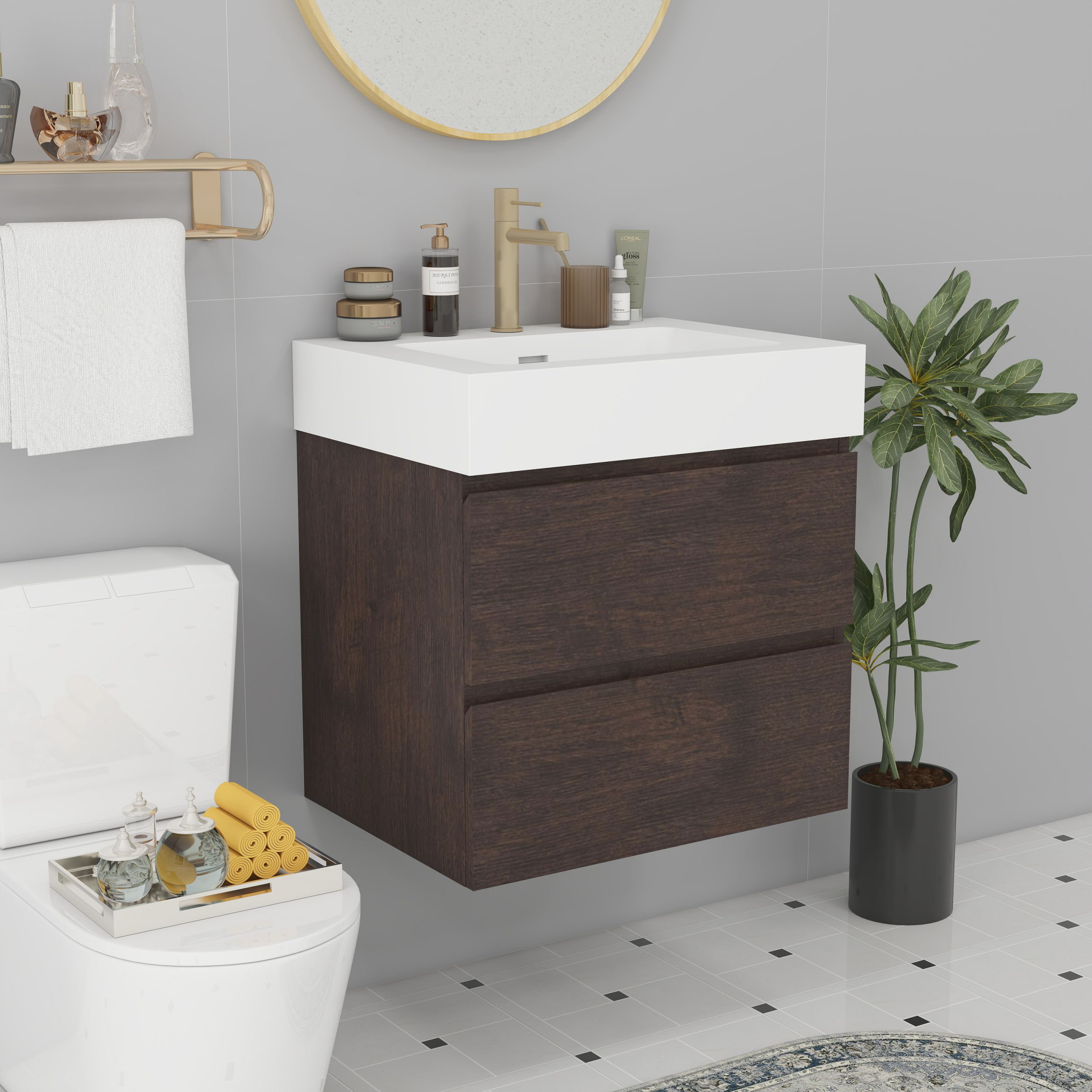 Ebern Designs Large Storage Floating Bathroom Vanity | Wayfair